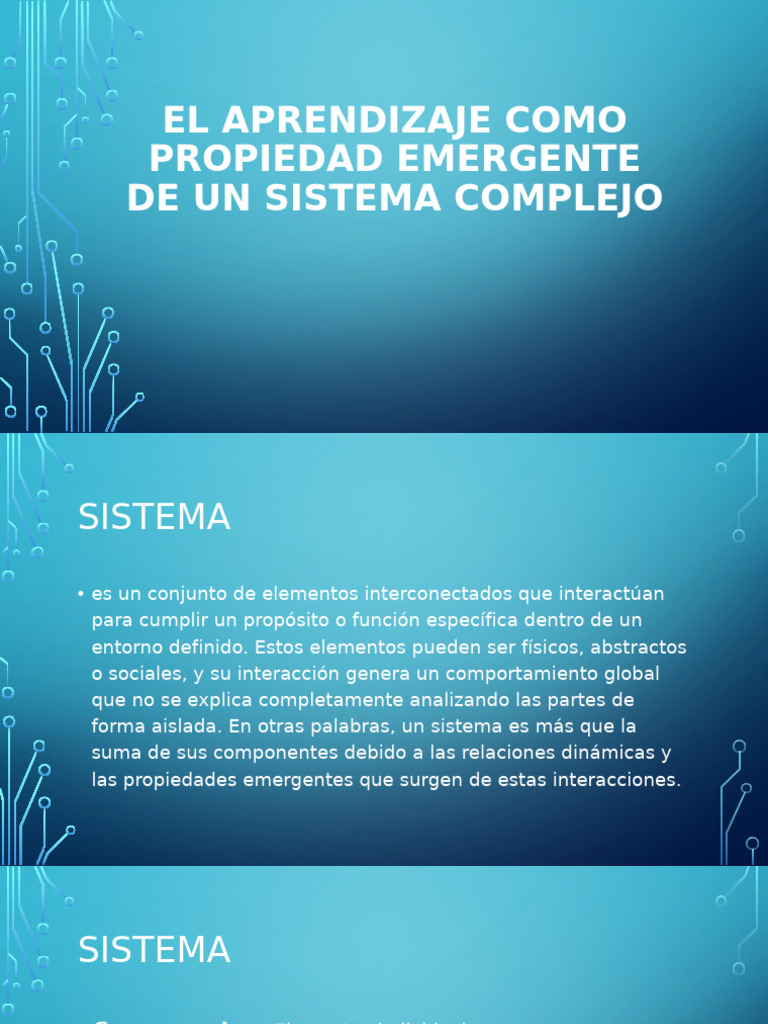 El Aprendizaje Como Propiedad Emergente de Un Sistema | PDF | Sistema ...