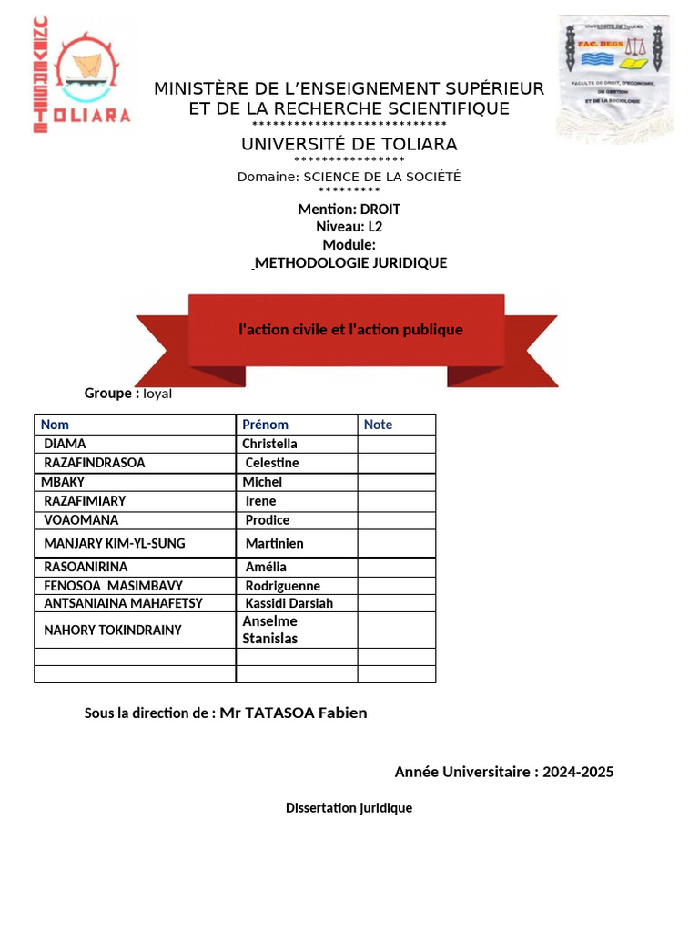 Action civile et publique à Madagascar | PDF | Crimes | Crime et violence