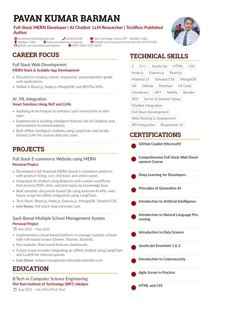 Resume Pavan Kumar Barman | PDF | Web Development | Software