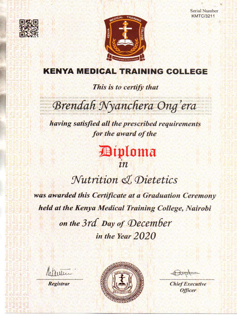 KMTC Certificate | PDF