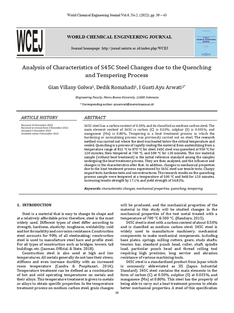 S45C Steel: Quenching & Tempering Effects | PDF | Steel | Heat Treating