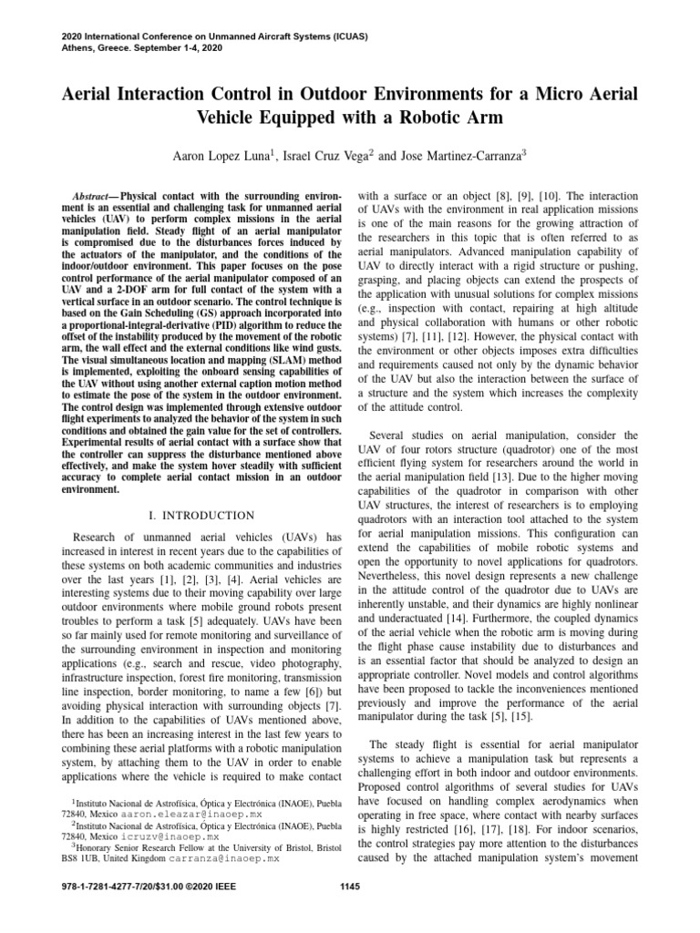 Aerial Interaction Control in Outdoor Environments For A Micro Aerial ...