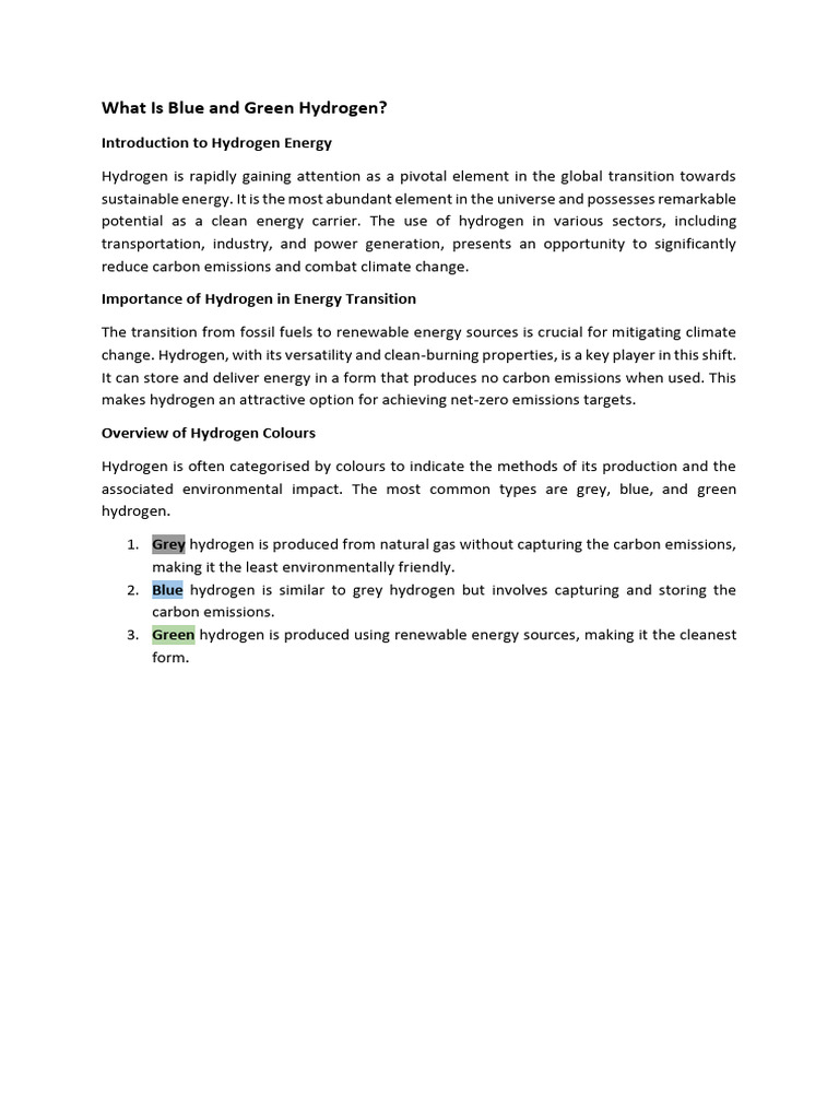 Understanding Blue and Green Hydrogen | PDF | Climate Change Mitigation ...