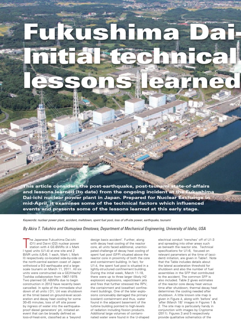 Fukushima Dai-Ichi Initial Technical Lessons Learned | PDF | Fukushima ...