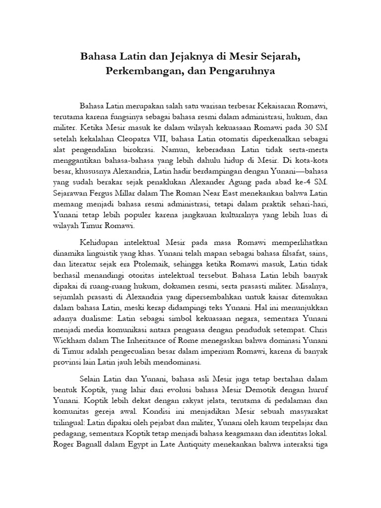Pengaruh Bahasa Latin di Mesir Romawi | PDF