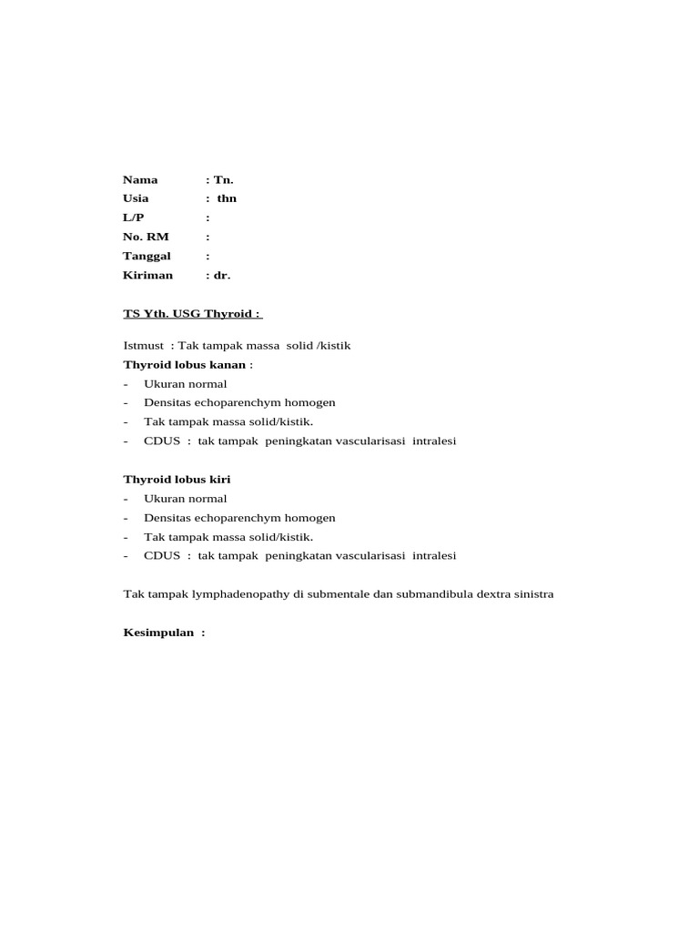 Format Usg Tyroid Leher | PDF