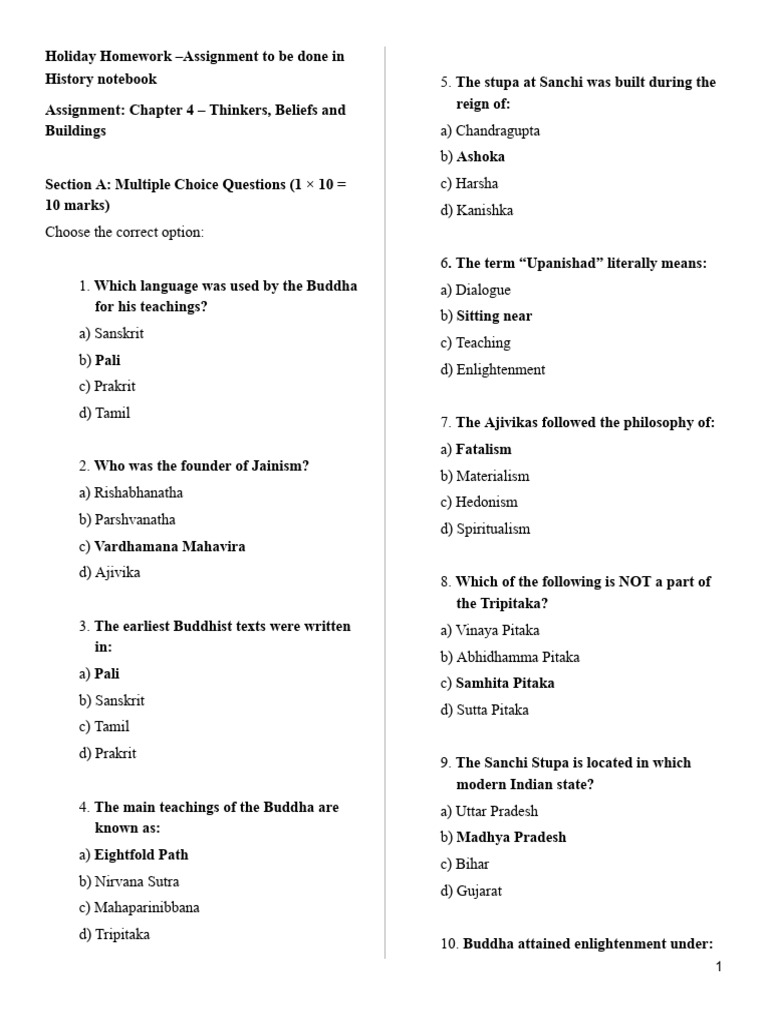 History HHW Class 12 Worksheet Answers | PDF | Ahimsa | Ashoka