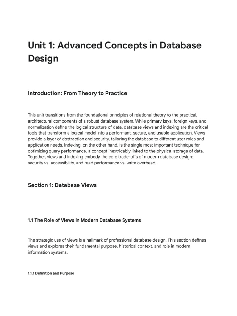 Unit 1 - User Views & Indexing | PDF | Database Index | Databases