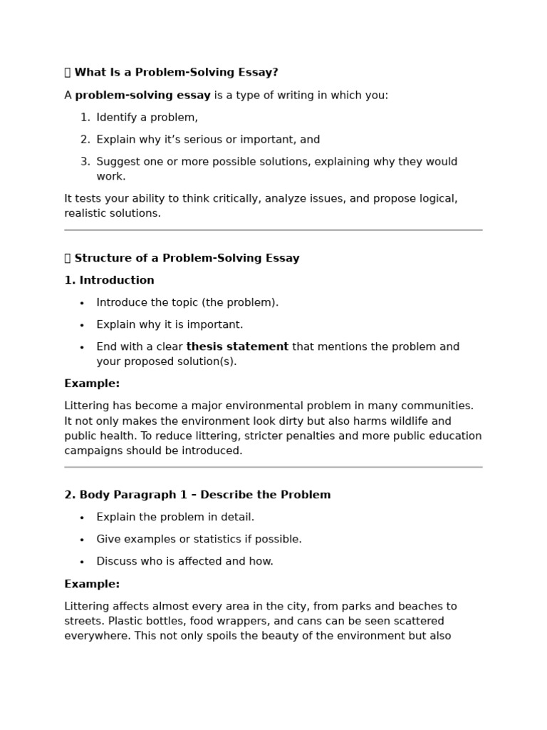 What Is A Problem-Solving Essay | PDF | Essays | Natural Environment