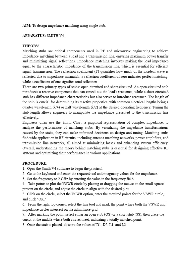 Single Stub | PDF | Electrical Engineering | Electronic Engineering