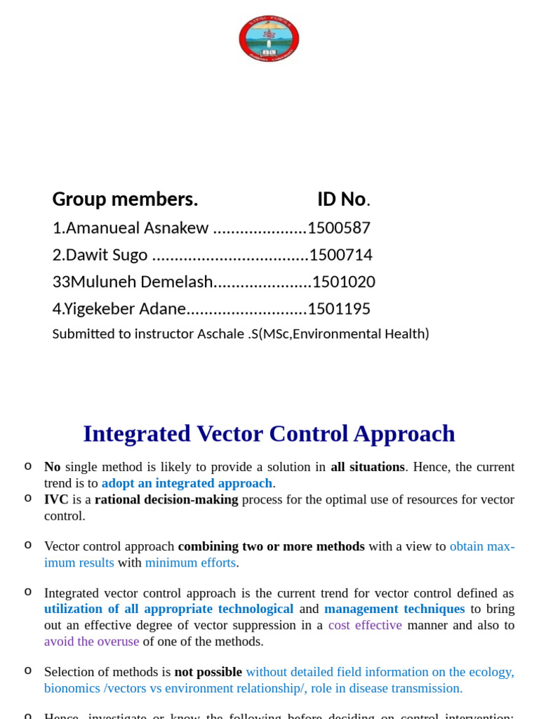 Integrated Vector Control Approach | PDF | Mosquito Net | Ddt