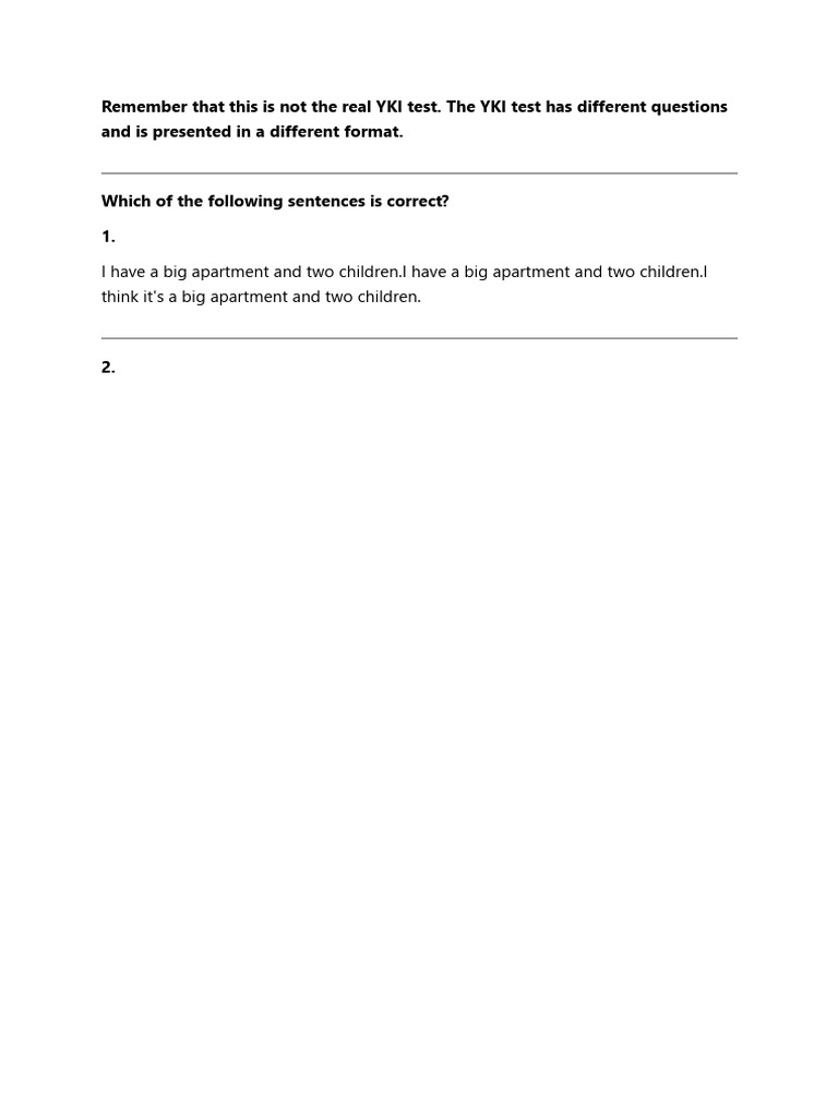 Remember That This Is Not The Real YKI Test | PDF