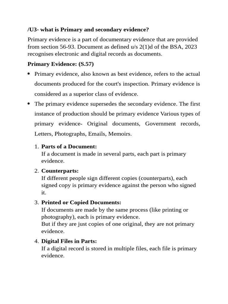 Understanding Primary and Secondary Evidence | PDF