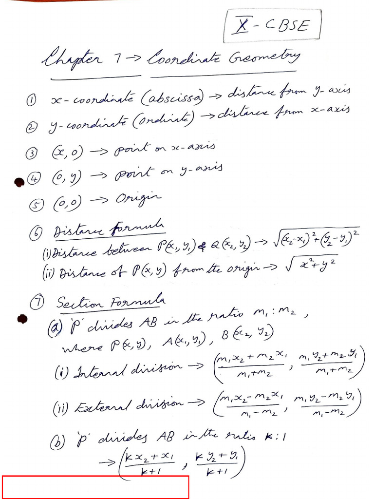 Class 10 (CBSE) - (Ch. 7A) - Coordinate Geometry | PDF