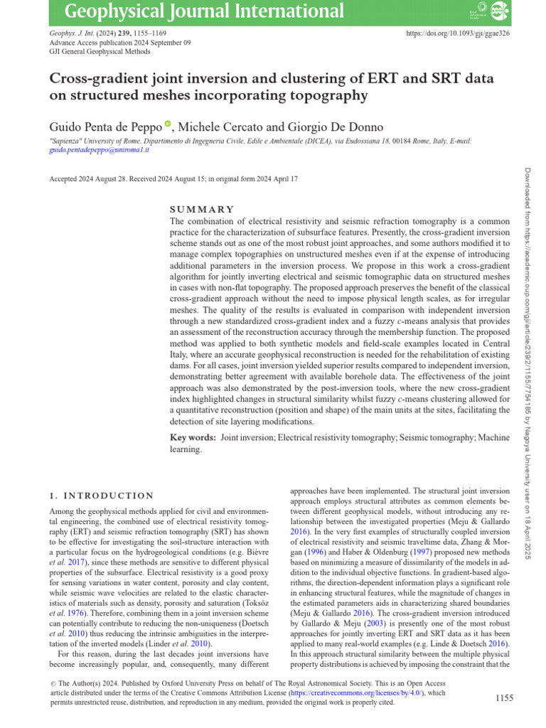 Cross-Gradient Inversion for ERT and SRT | PDF | Inverse Problem ...