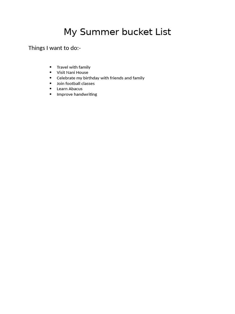 My Summer Bucket List | PDF