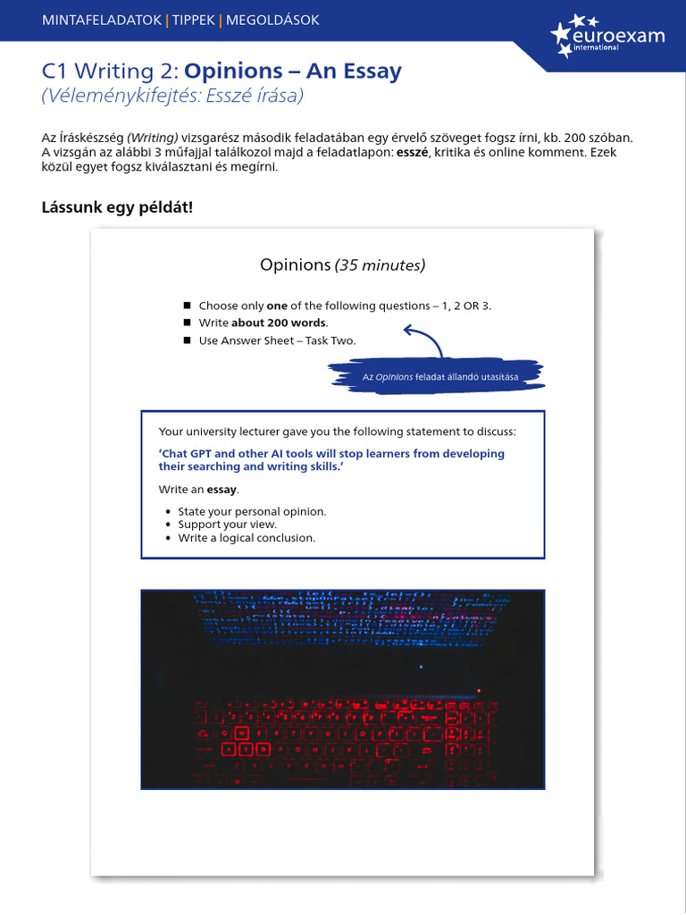 Writing An Essay Euro Level c1 Gyakorlófeladat | PDF