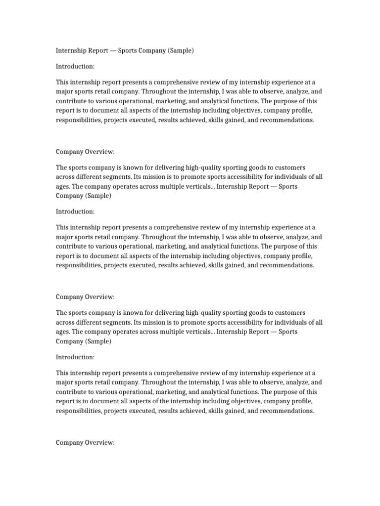 Internship Report: Sports Retail Experience | PDF | Marketing