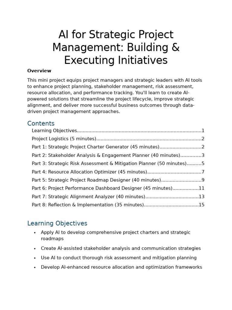 AI Tools for Strategic Project Management | PDF | Artificial ...