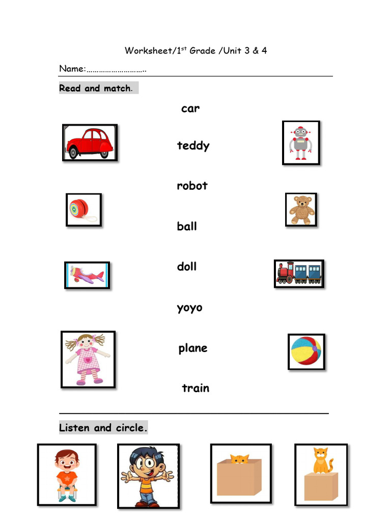 Worksheet .1st Grade - Unit 3 04 | PDF