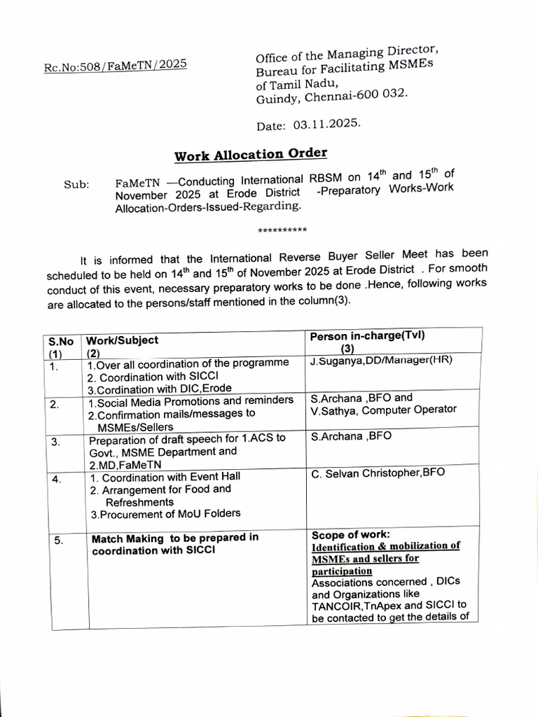 Work Allocation Order | PDF