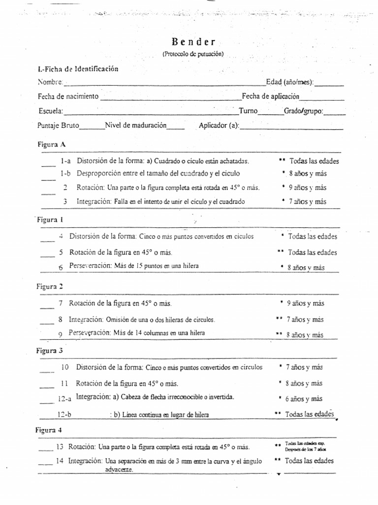 Todo para Realizar El Test Bender | PDF