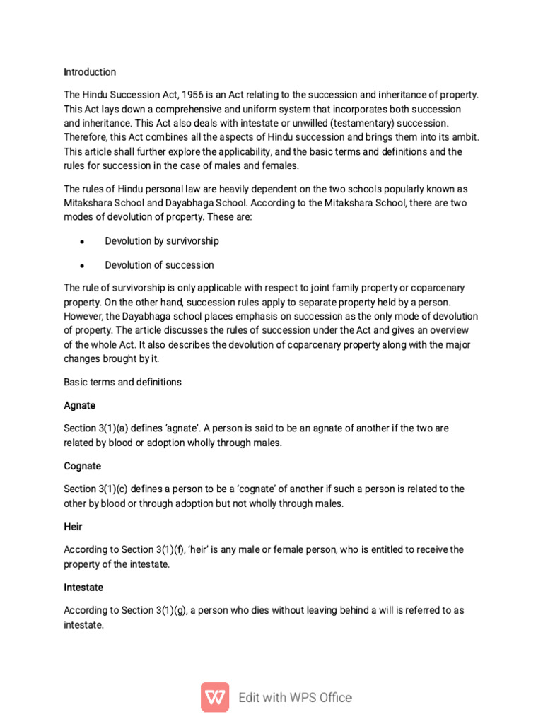 Hindu Succession | PDF | Inheritance | Legal Documents