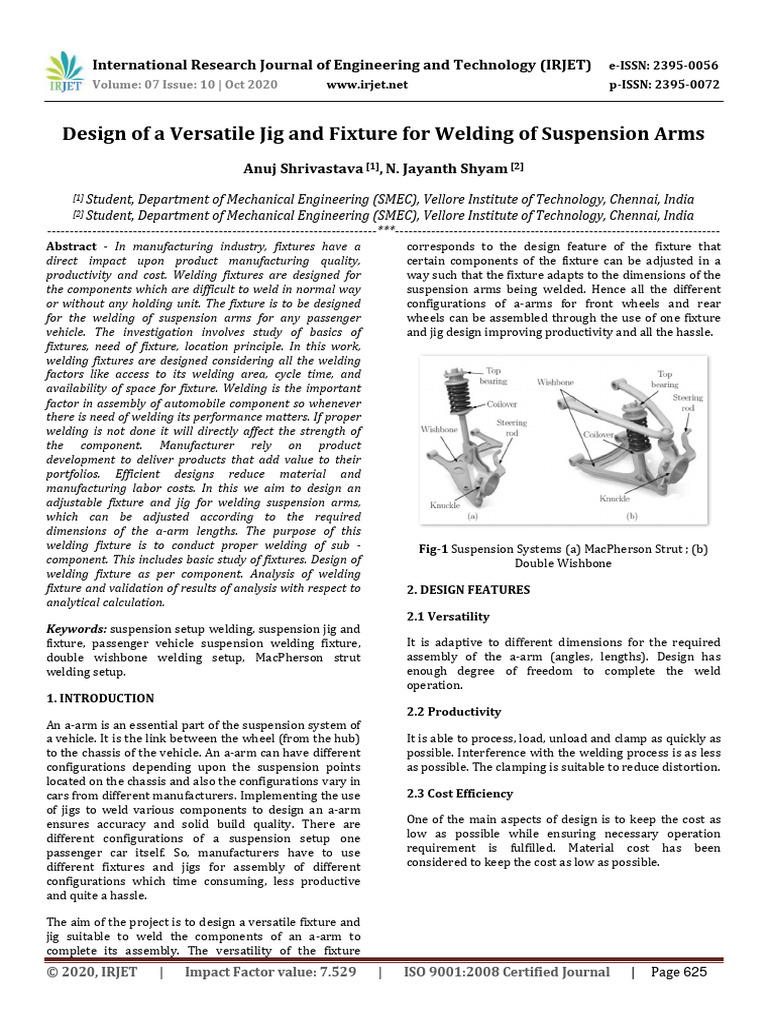Welding Fixture Design for Suspension Arms | PDF | Welding | Construction