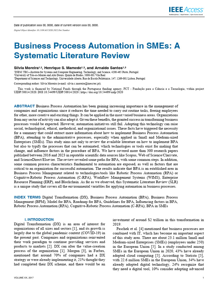 Business Process Automation in SMEs A Systematic L | PDF | Business ...