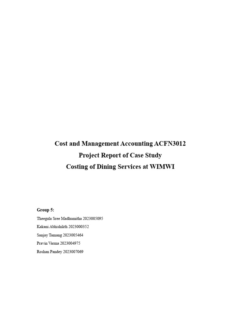 CMA Project Report | PDF | Prices | Business Economics