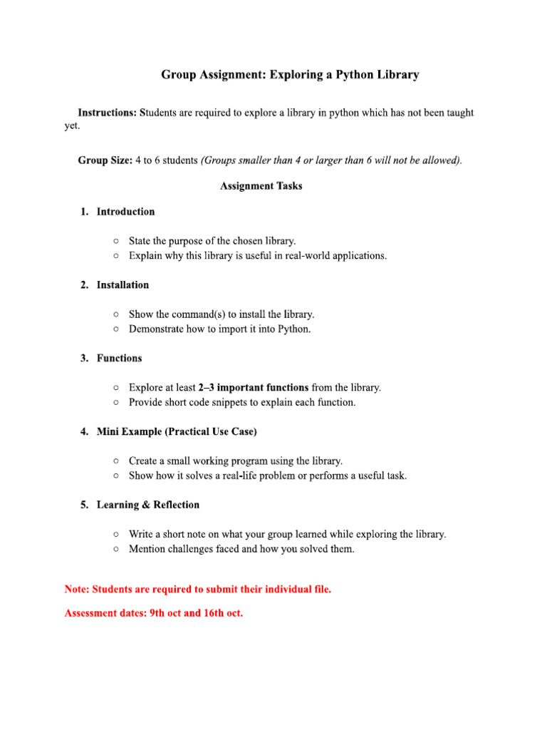 Python Term Work, Exploring A Python Library | PDF