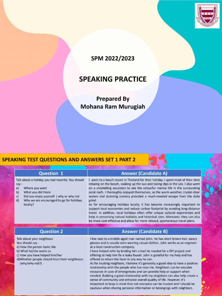 Speaking Test 2023 Trial | PDF
