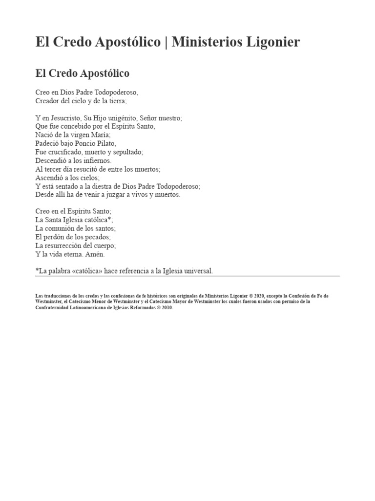 Credo Apostólico: Fe Cristiana Básica | PDF