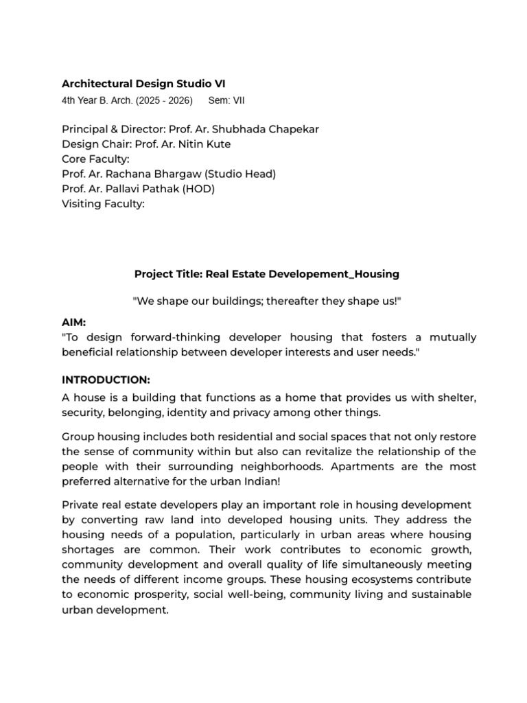 Design Brief Real Estate Developement - Housing | PDF