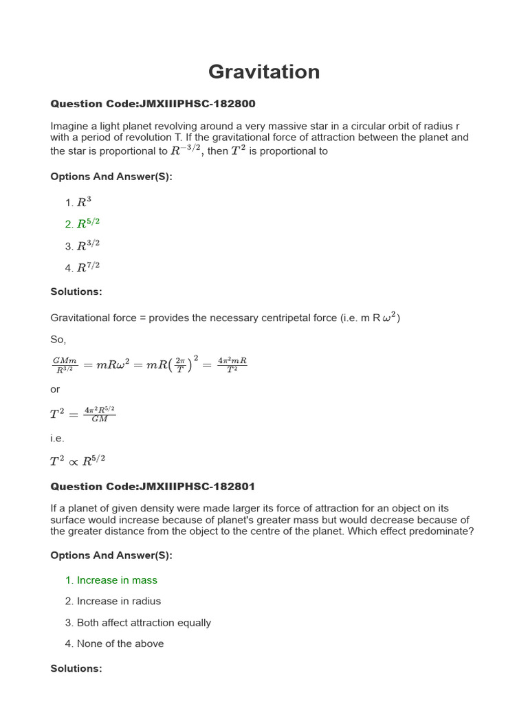 Gravitational Forces and Planetary Motion | PDF | Force | Orbit
