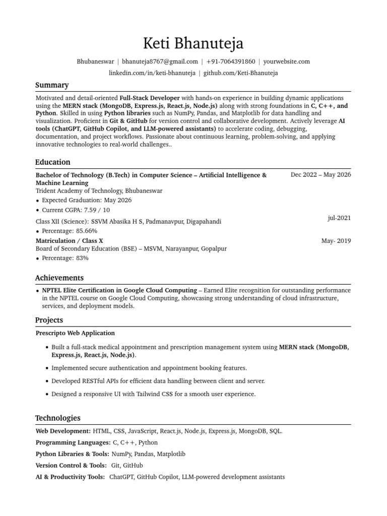 Full-Stack Developer Resume Overview | PDF | Python (Programming ...