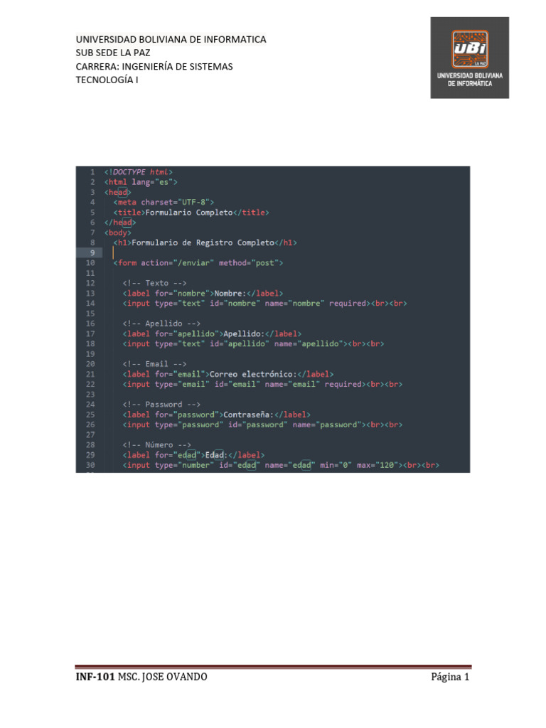 C. Practica - HTML - Formulario Sin Css y Con Javascrip | PDF ...