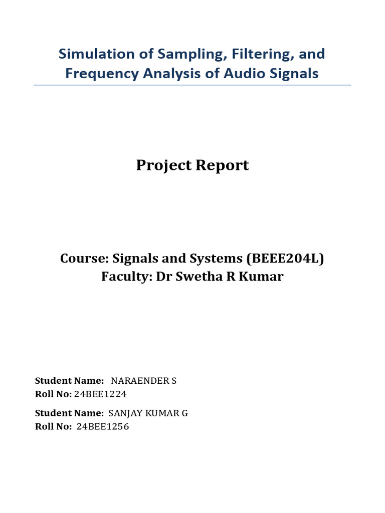 Audio Signal Processing Simulation | PDF | Sampling (Signal Processing ...