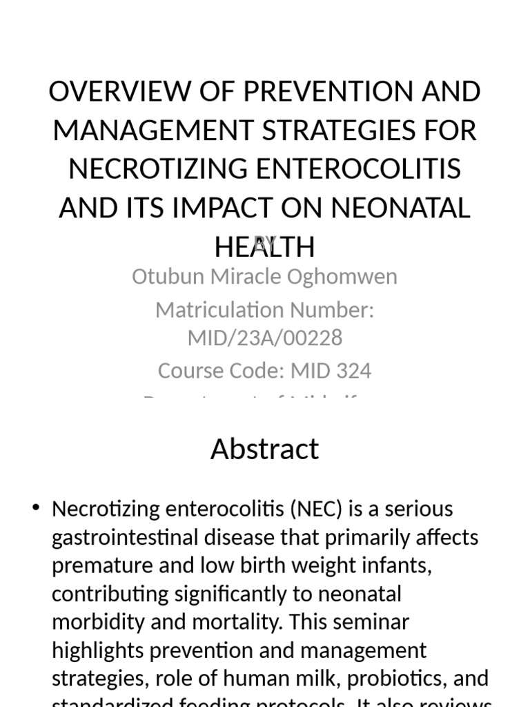 NEC Seminar Presentation | PDF | Human Diseases And Disorders | Medicine