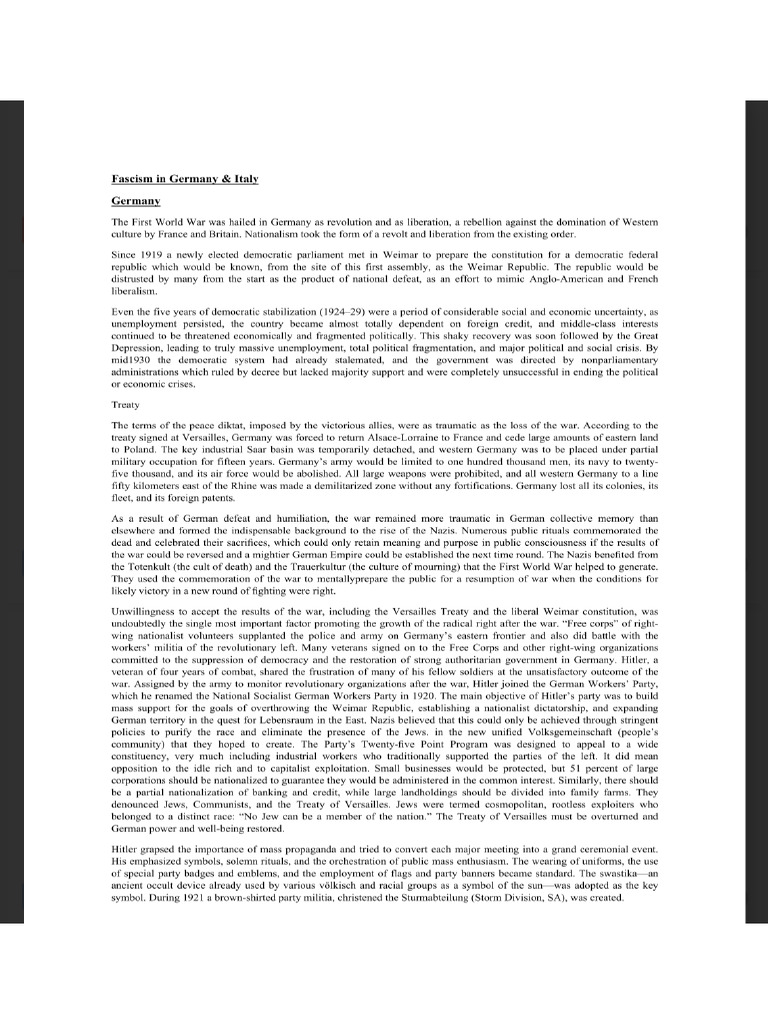 Germany Fascism | PDF