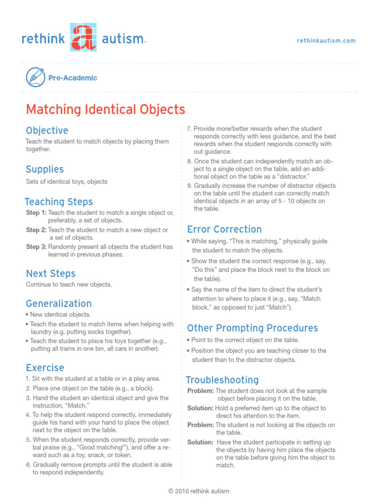 Teaching Object Matching Skills | PDF