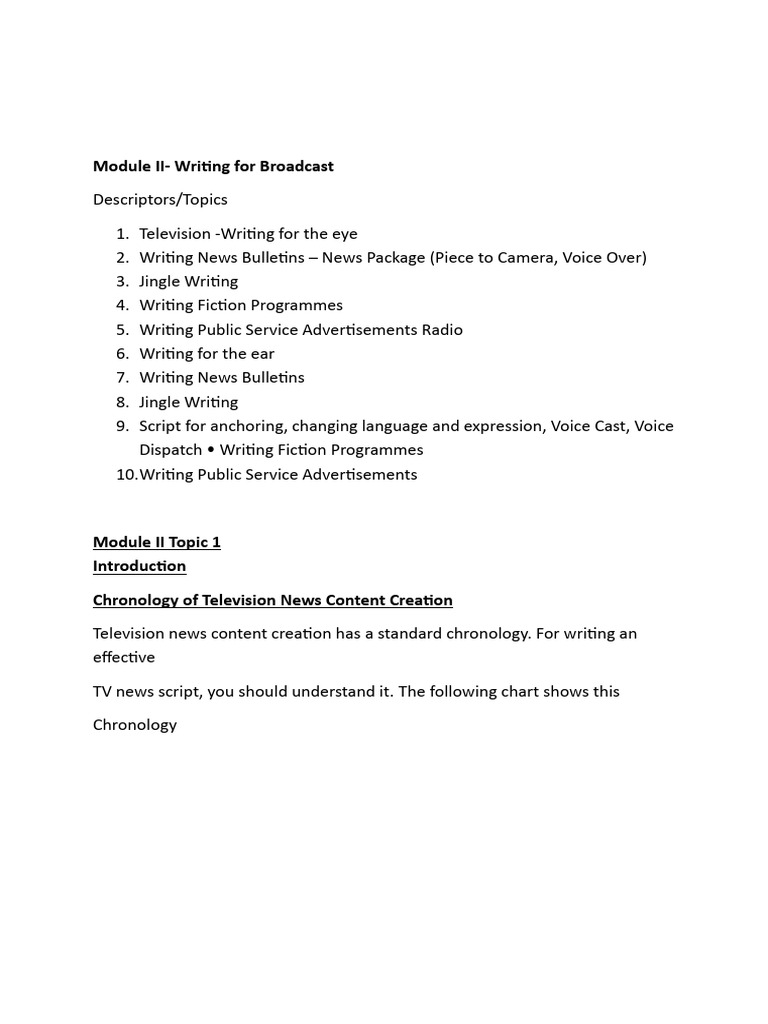 Module II Writing For Broadcast | PDF | News | Brand