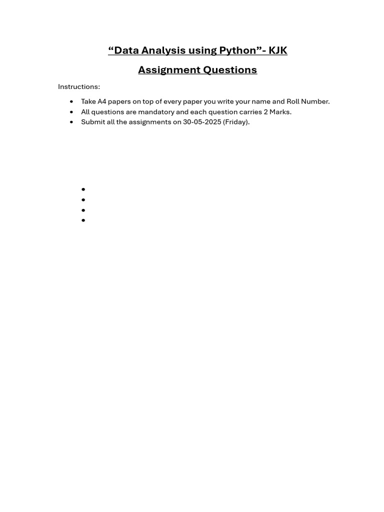 Data Analysis Using Python - Assignment1 | PDF
