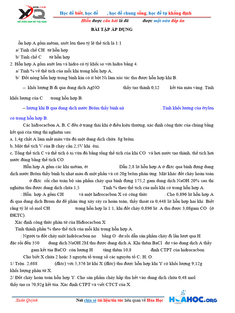 Hidrocacbon - Bài Tập Cập Nhập | PDF