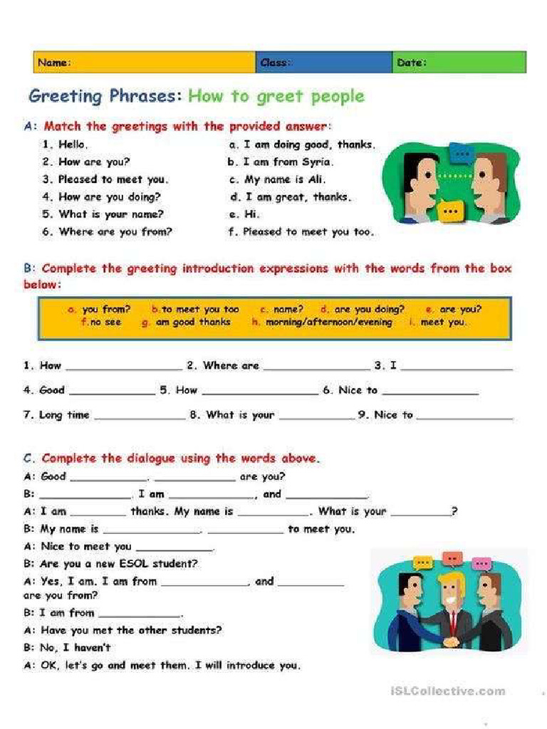 Worksheet Greetings | PDF