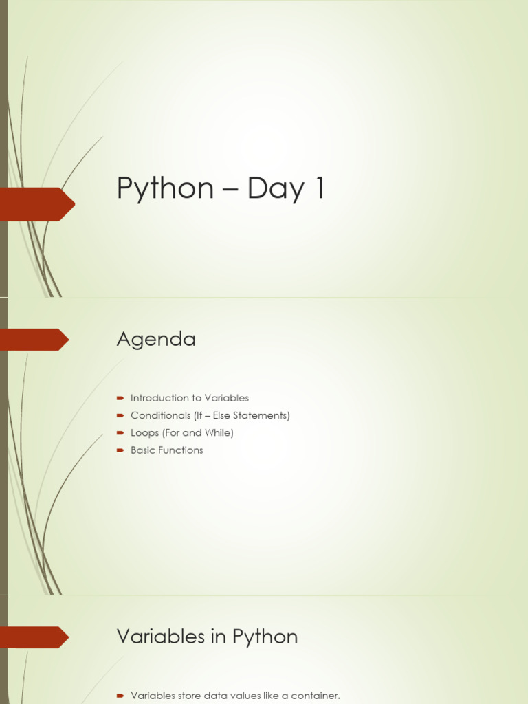 Python - Day 1 | PDF | Python (Programming Language) | Arithmetic