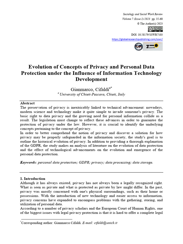 Evolution of Privacy Concepts in IT | PDF | Privacy | Right To Privacy