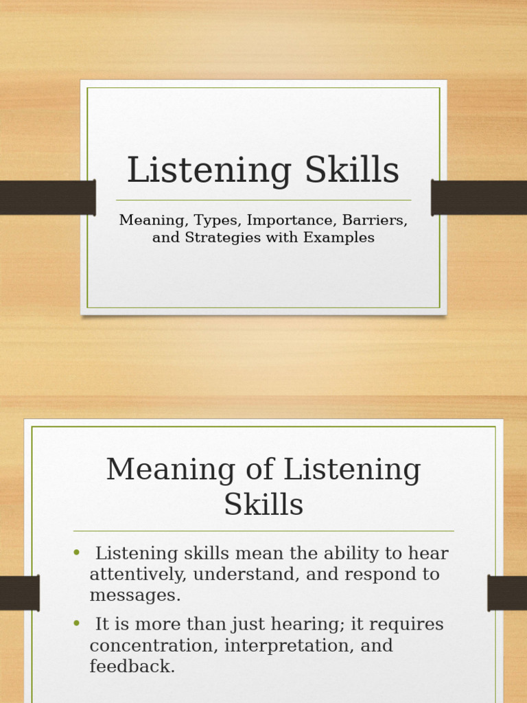 Essential Listening Skills Guide | PDF | Communication | Cognitive ...
