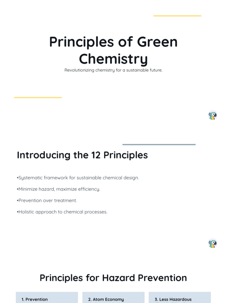Principles of Green Chemistry (1) | PDF | Green Chemistry | Chemistry