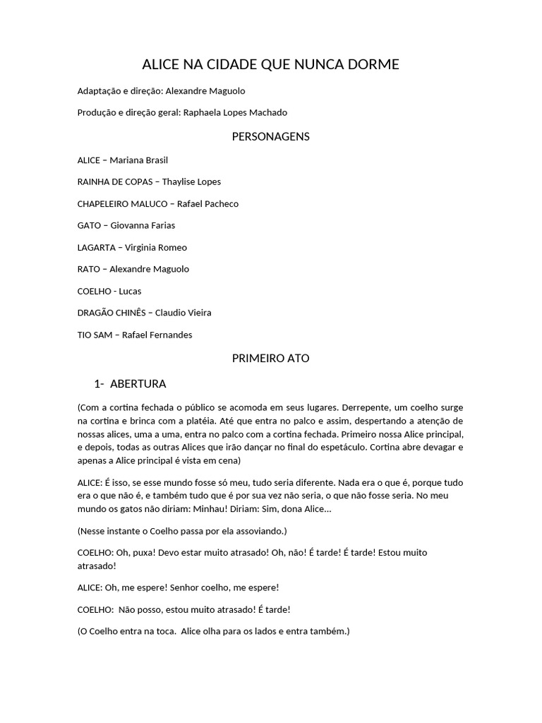 Alice Na Cidade Que Nunca Dorme | PDF | Alice no País das Maravilhas ...